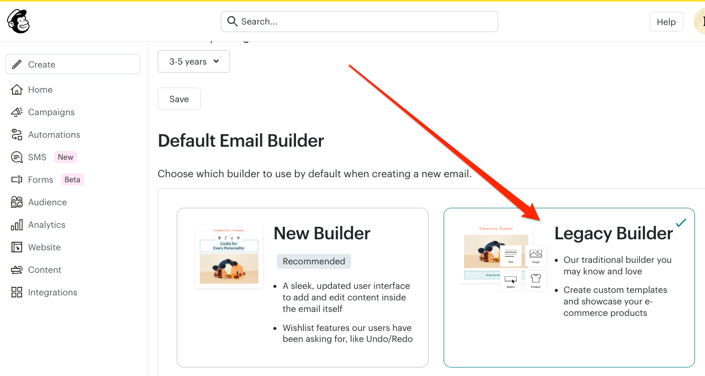 In Mailchimp de legacy builder (classic editor) inschakelen - Vlot ...