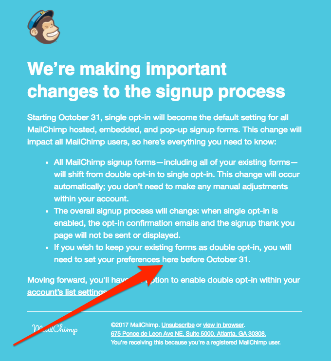 MailChimp update: de double opt-in aanmelding is nu instelbaar per lijst